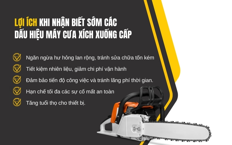 Dấu hiệu máy cưa xích xuống cấp - Cảnh báo sớm trước khi hỏng nặng